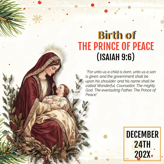 Szablon The birth of Jesus foretold bible scripture design template ...