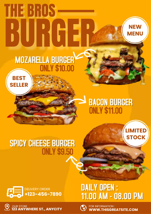 The Bros Burgers Template | PosterMyWall