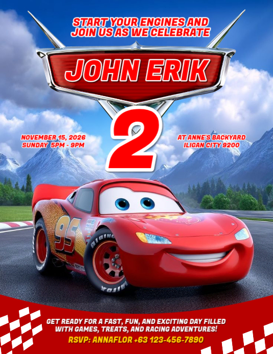 The Cars Birthday Invitation Flyer (us Letter) Template | PosterMyWall