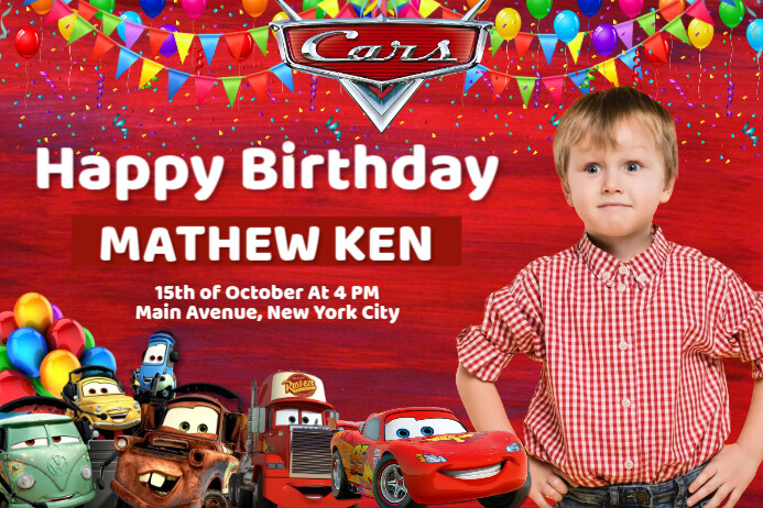 The Cars Birthday Themed Template | PosterMyWall