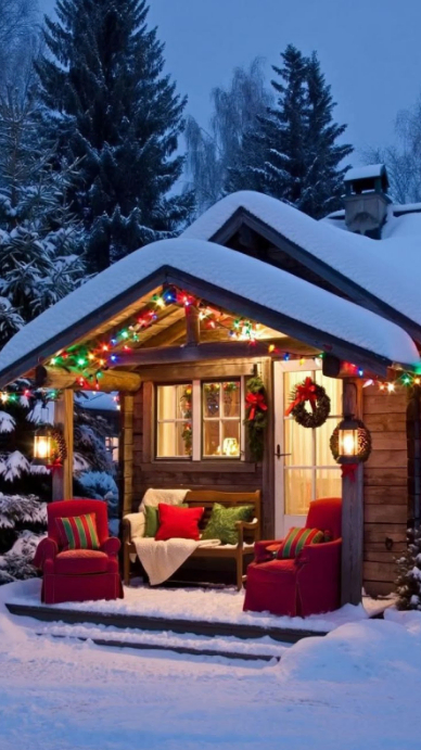 The cozy Christmas cabin Template | PosterMyWall