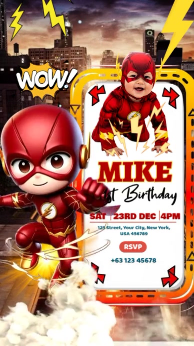 Modèle The Flash Birthday Reel Invitation | PosterMyWall