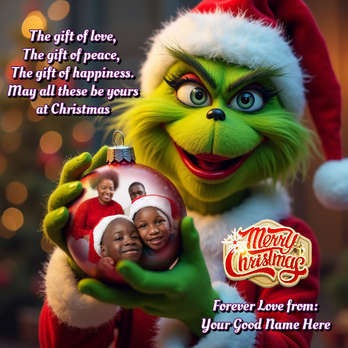 The Grinch Christmas Card Family Collage Design Template | PosterMyWall