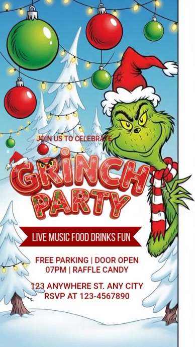 The Grinch Party Invitation Template | PosterMyWall