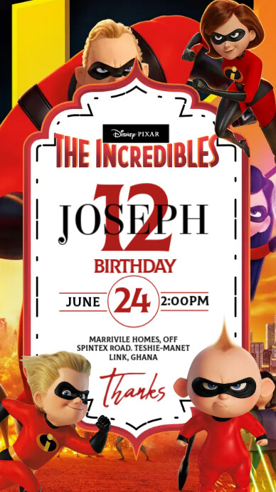 The Incredibles Birthday Invitation Template | PosterMyWall