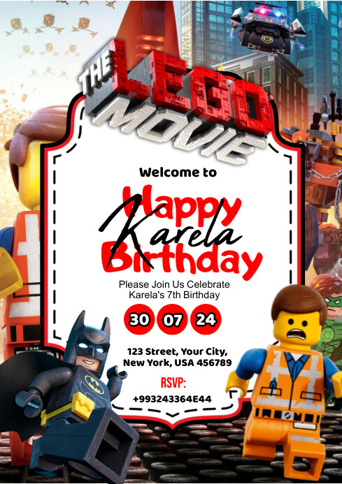 Plantilla de The Lego Movie Birthday Party Invitation | PosterMyWall