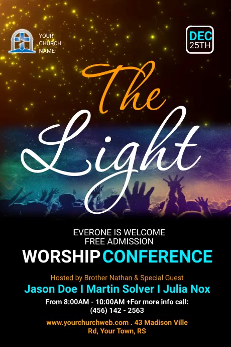 the light worship conference Template | PosterMyWall