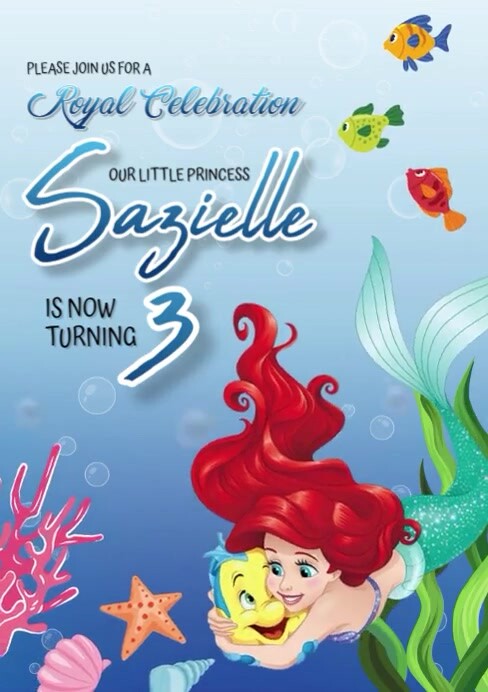 The Little Mermaid Invitation Birthday Template | PosterMyWall