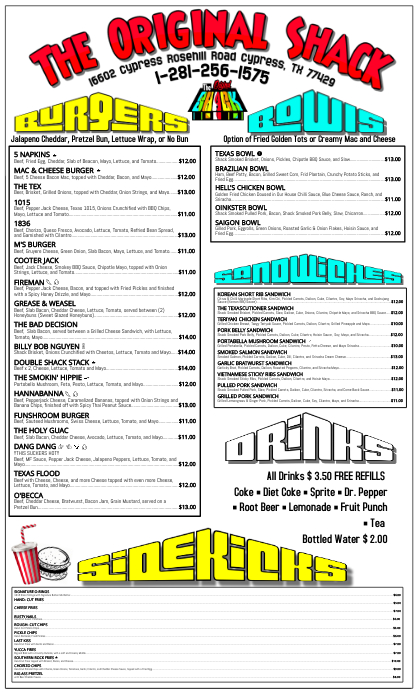 Copy of The Original Shack Burger Menu | PosterMyWall