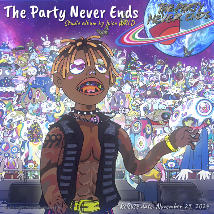 The Party Never Ends Studio Album Cover by Juice WRLD Templat | PosterMyWall