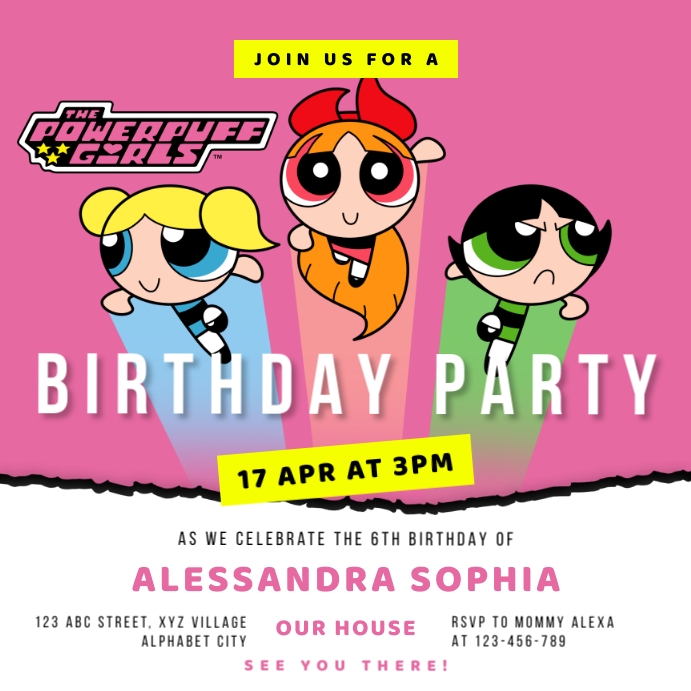The Powerpuff Girls Birthday Invitation Template | PosterMyWall