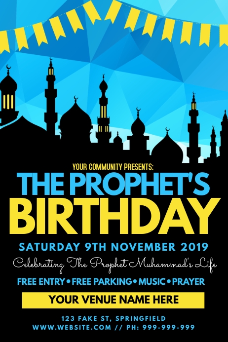The Prophet's Birthday Poster Template | PosterMyWall