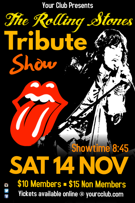 The Rolling Stones Tribute Show Template | PosterMyWall