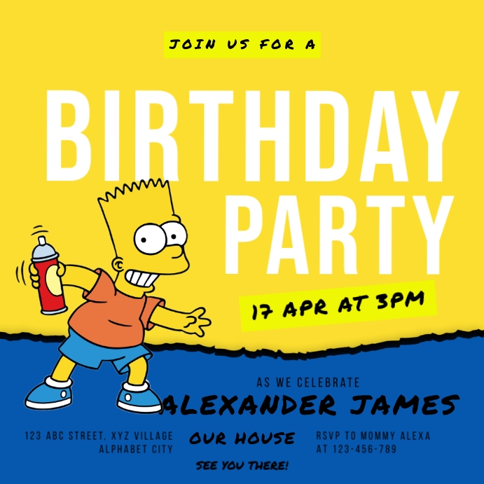 Copy of The Simpsons Birthday Invitation (1) | PosterMyWall