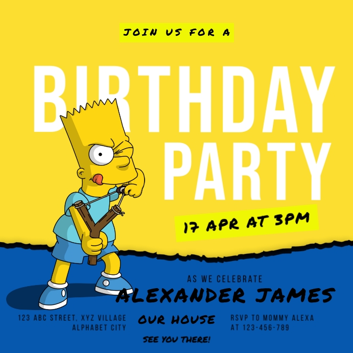 The Simpsons Birthday Invitation (4) Template | PosterMyWall
