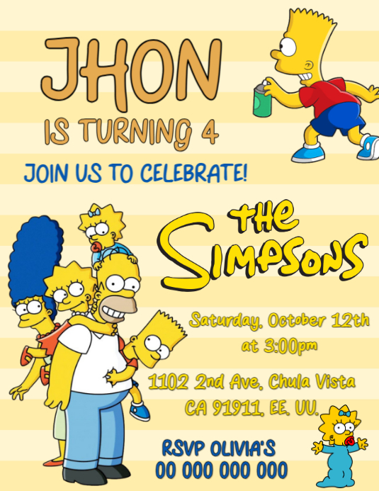 The Simpsons Birthday Invitation Template | PosterMyWall