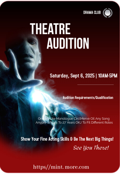 Copy of Theatre audition poster design | PosterMyWall