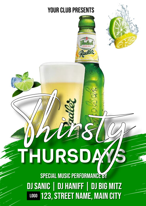 THIRSTY THURSDAY CLUB FLYER 2024 Template | PosterMyWall