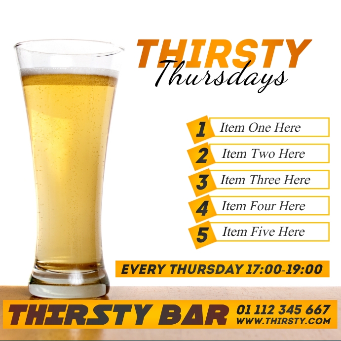 thirsty Thursday event template | PosterMyWall