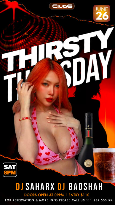 Thirsty thursday night club party Template | PosterMyWall