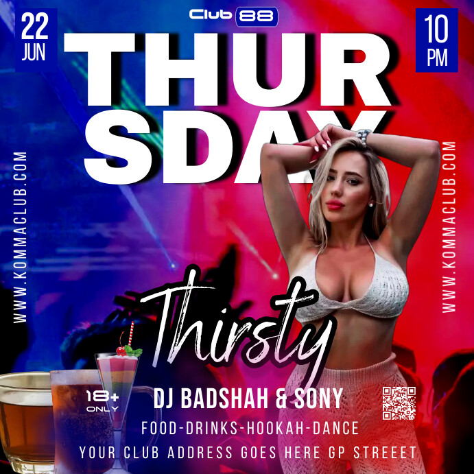 Plantilla de Thirsty thursday night club party | PosterMyWall