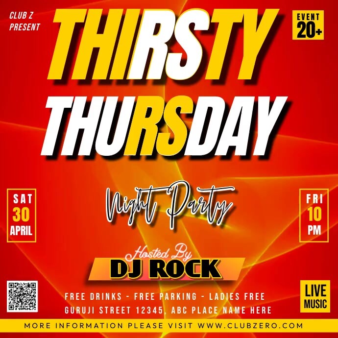 Plantilla de thirsty thursday night party | PosterMyWall