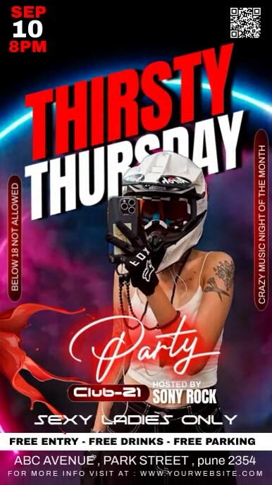 Plantilla de Thirsty thursday night party flyer | PosterMyWall