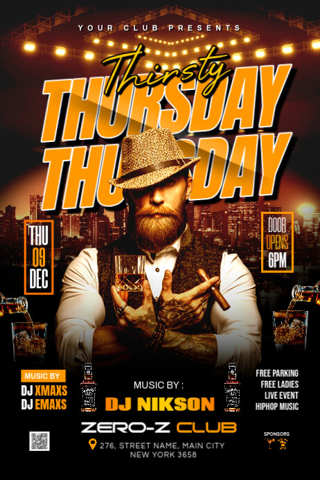 THIRSTY THURSDAY NIGHT PARTY FLYER TEMPLATE | PosterMyWall