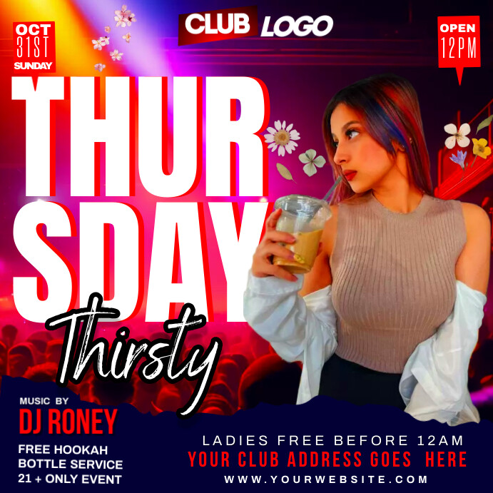 Plantilla de thirsty thursday night Party Template | PosterMyWall