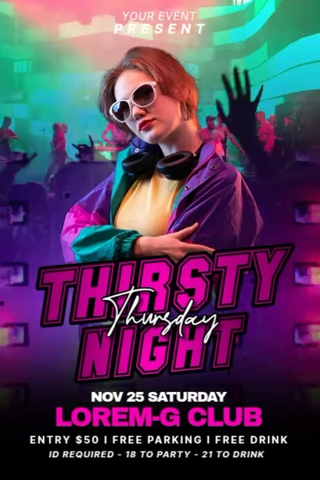 Plantilla de Thirsty Thursday Party Club | PosterMyWall