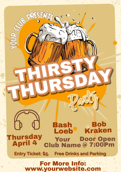 Thirsty Thursday Party Flyer Template | PosterMyWall