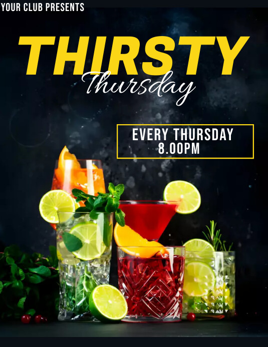 Plantilla de Thirsty Thursday poster | PosterMyWall