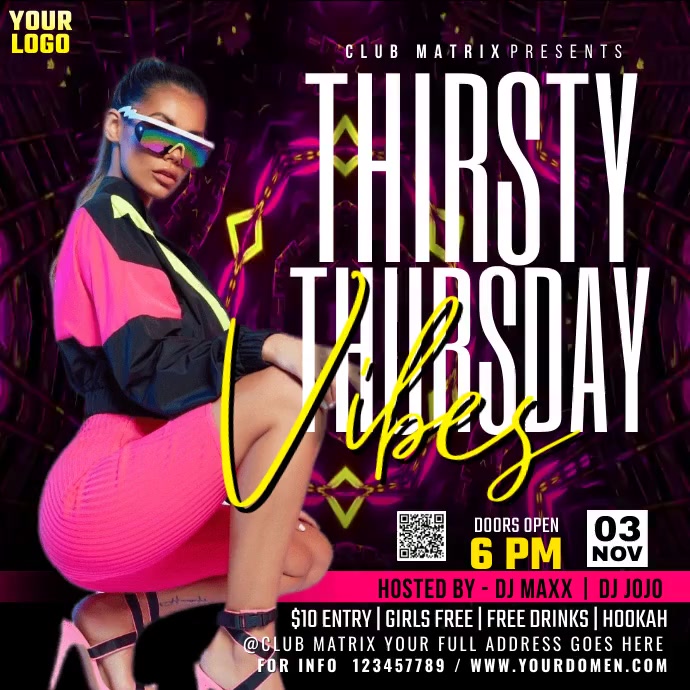 THIRSTY THURSDAY VIBES Template | PosterMyWall