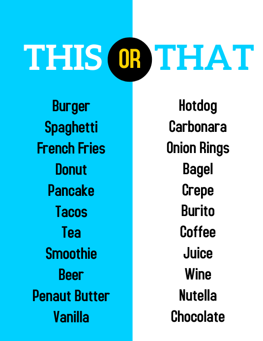 Copy of This or that food edition | PosterMyWall