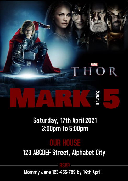 Thor Birthday Invitation 5 Template | PosterMyWall