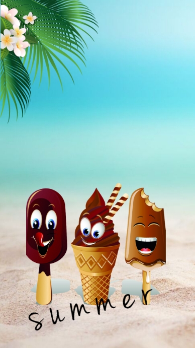 three ice creams on the beach summer Template | PosterMyWall