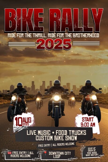 Throttle. Bond. Cruise: Bike Rally Template | PosterMyWall
