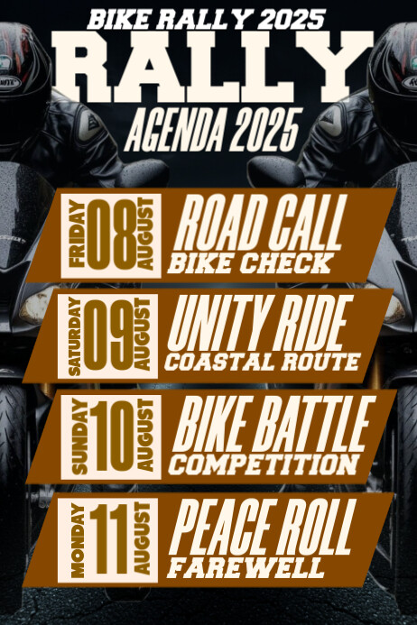Throttle. Unite. Ride.: Bike Rally Schedule Template | PosterMyWall
