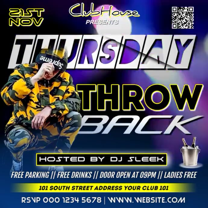 THROW BACK THURSDAY PARTY FLYER POSTER Modelo | PosterMyWall