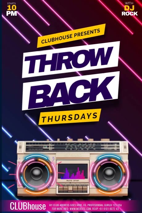 throw back thursday Party Night Flyers Templat | PosterMyWall