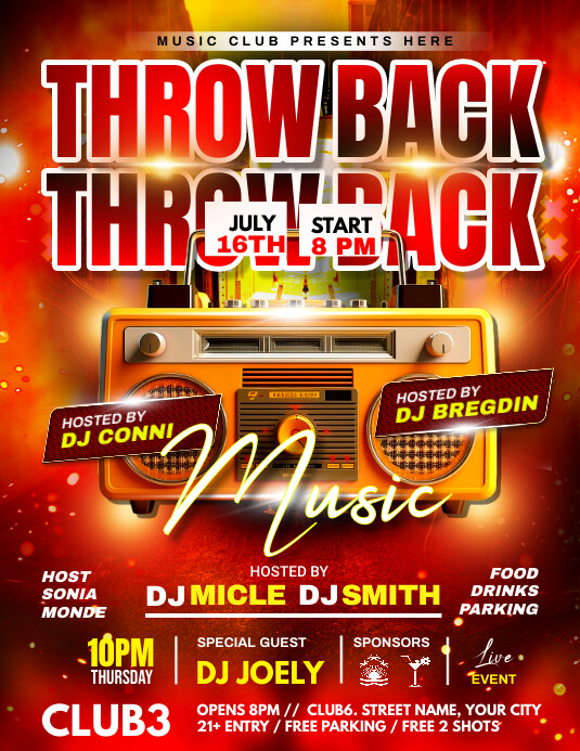 Modèle THROWBACK PARTY | PosterMyWall