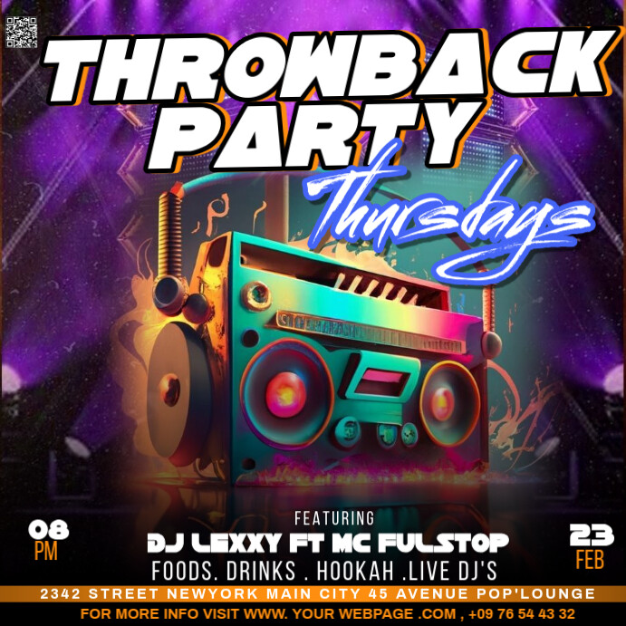 throwback party events Templat | PosterMyWall
