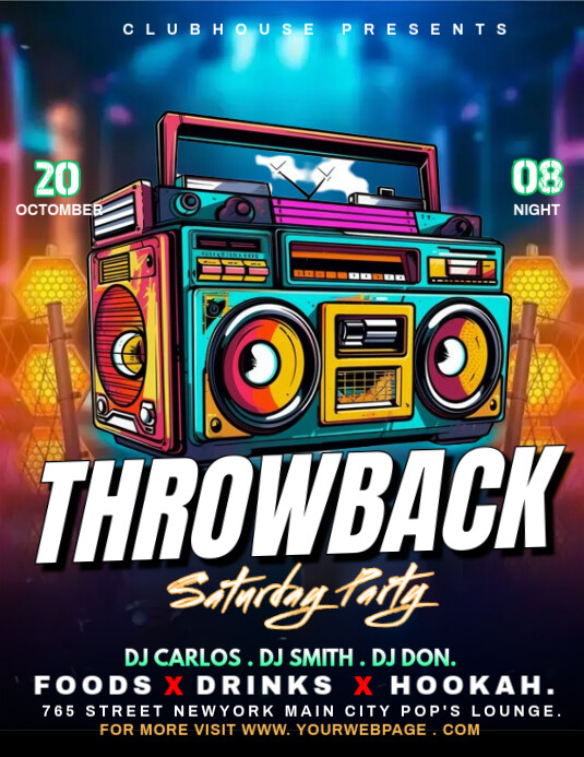 throwback party posters Template | PosterMyWall