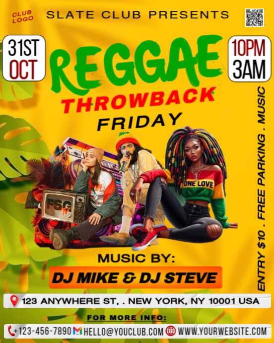 Plantilla de Throwback Reggaetón Night Club Music Party Flyer Poster ...