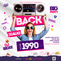 90'S Throwback party instagram post flyer Template | PosterMyWall