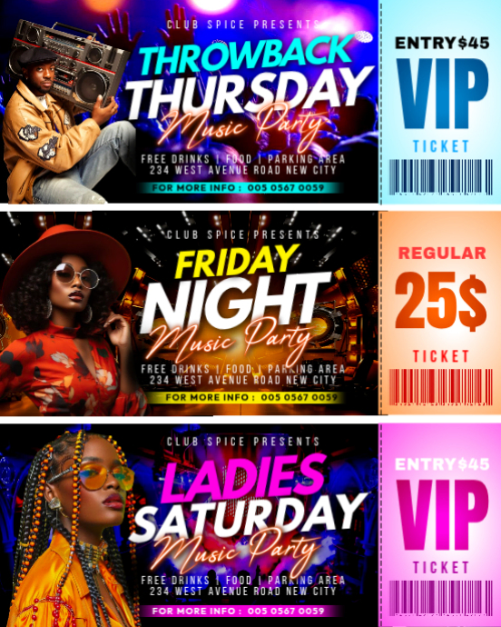 Plantilla de Throwback Thursday Friday party ladies nightlife dj ...