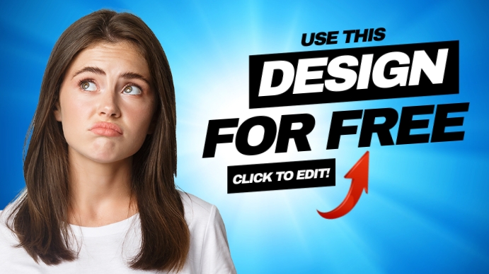 Thumbnail YouTube background BLUE with woman Template | PosterMyWall