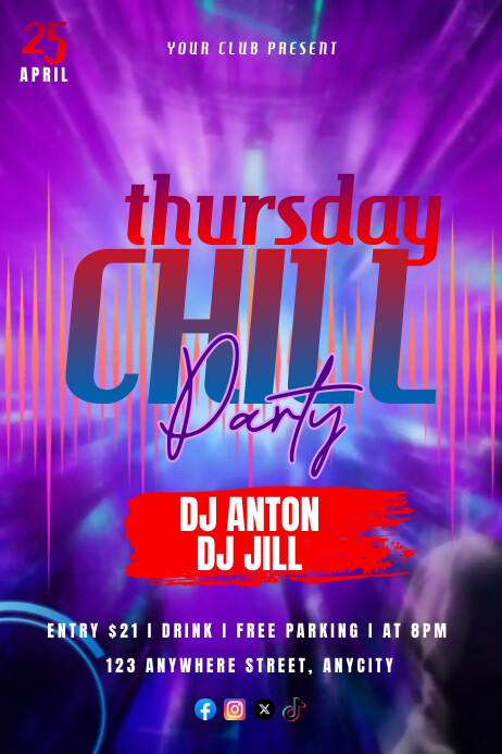 Thursday Chill Party Template | PosterMyWall