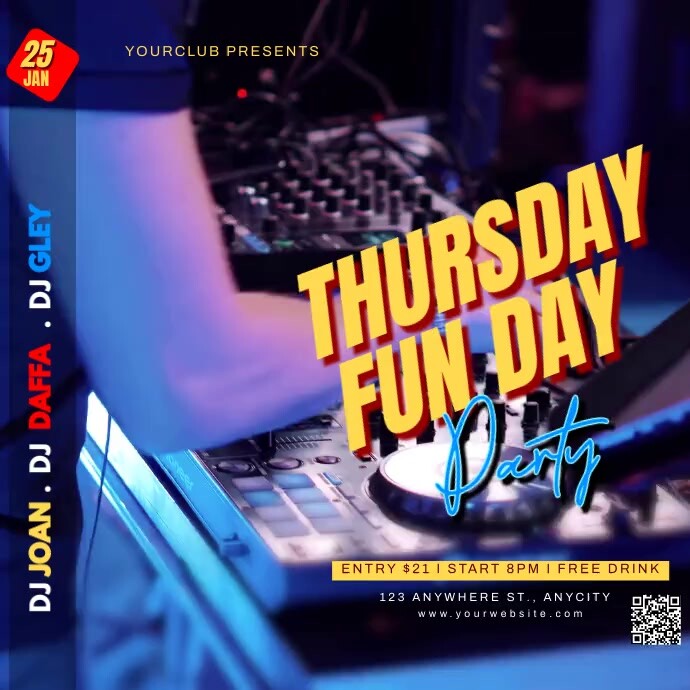 Thursday funday party Template | PosterMyWall