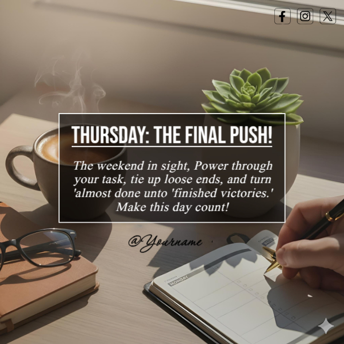 Thursday Motivation – Productivity Quote Social Post Template ...